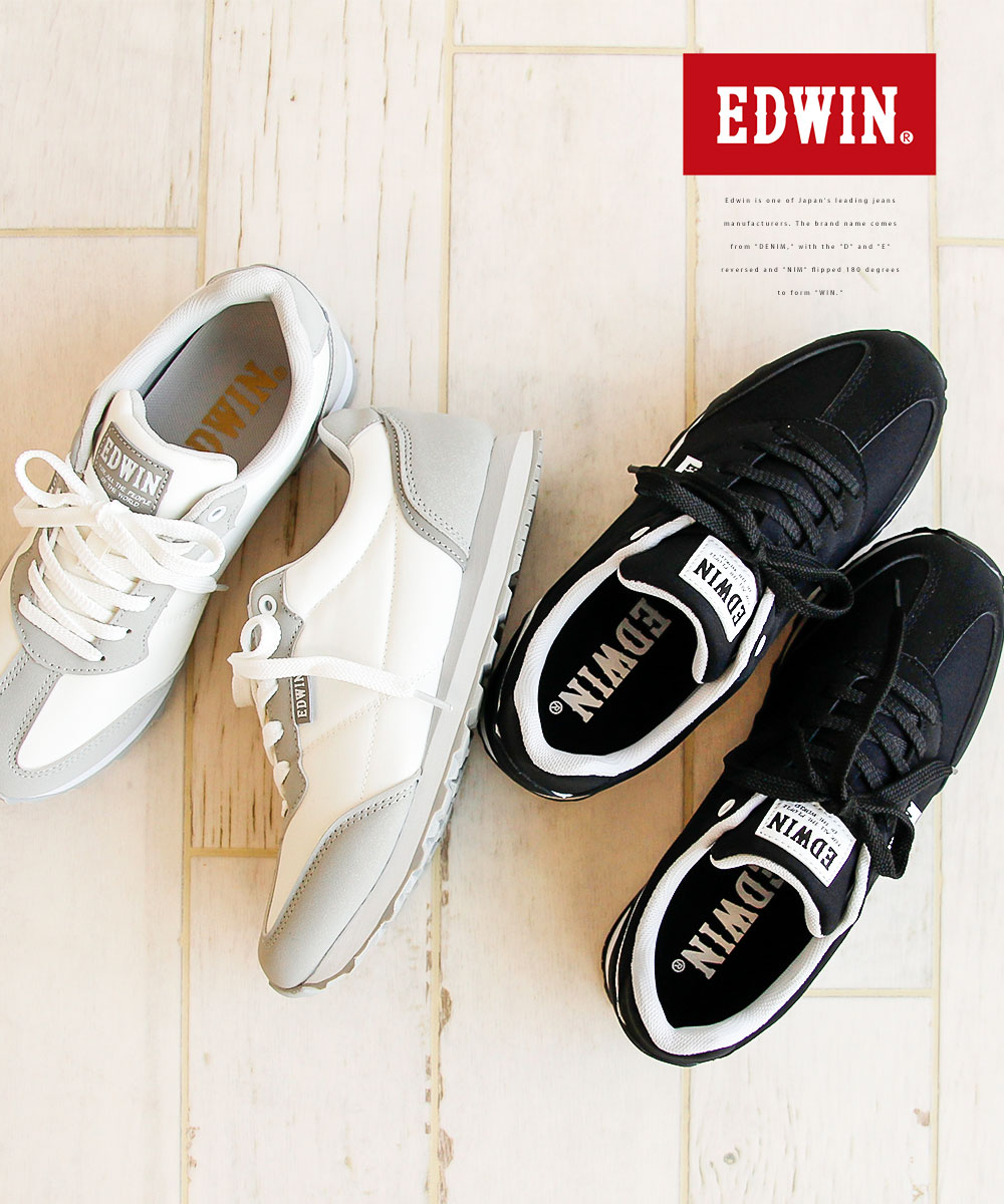 EDWIN エドウィン スニーカー レディース ローカット 軽量 履きやすい 靴 軽い カジュアル 大人 女性 黒 ブラック グレー 4327 : S-mart Yahoo! JAPAN店 ...