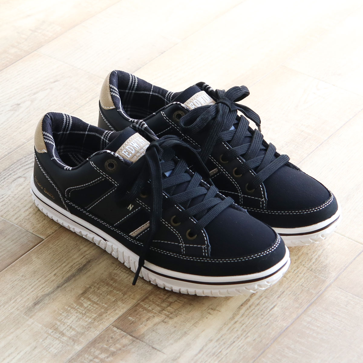 EDWIN エドウィン スニーカー レディース ローカット 軽量 耐滑 滑りにくい 通学 靴 カジュアル 疲れにくい 黒 ブラック ベージュ 4647 : S-mart Yahoo ...