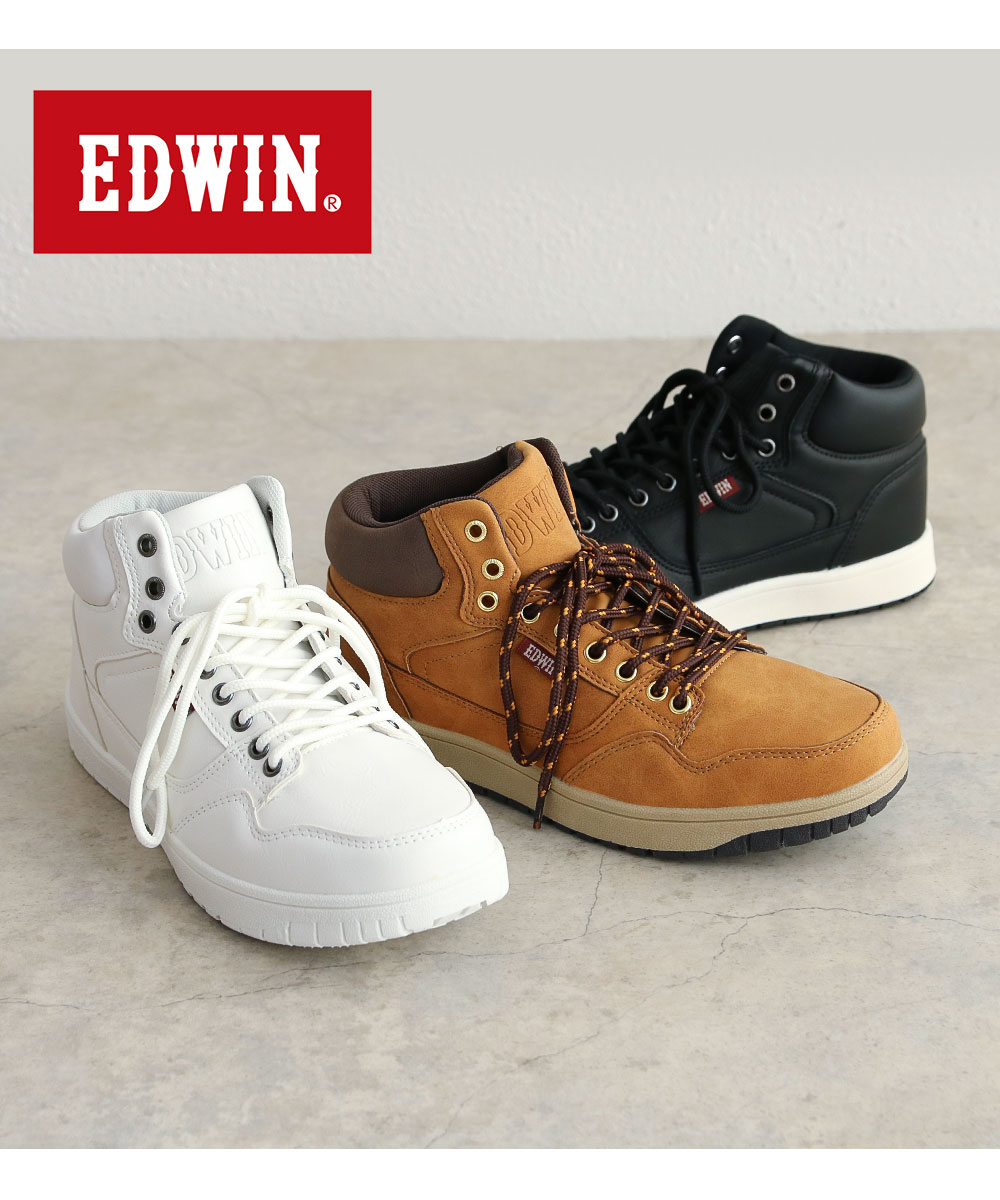 EDWIN エドウィン スニーカー レディース 防水 ミドルカット 白 黒 カジュアル おしゃれ レイン ブラック ホワイト キャメル 7671 : S-mart Yahoo! JAPAN店 ...