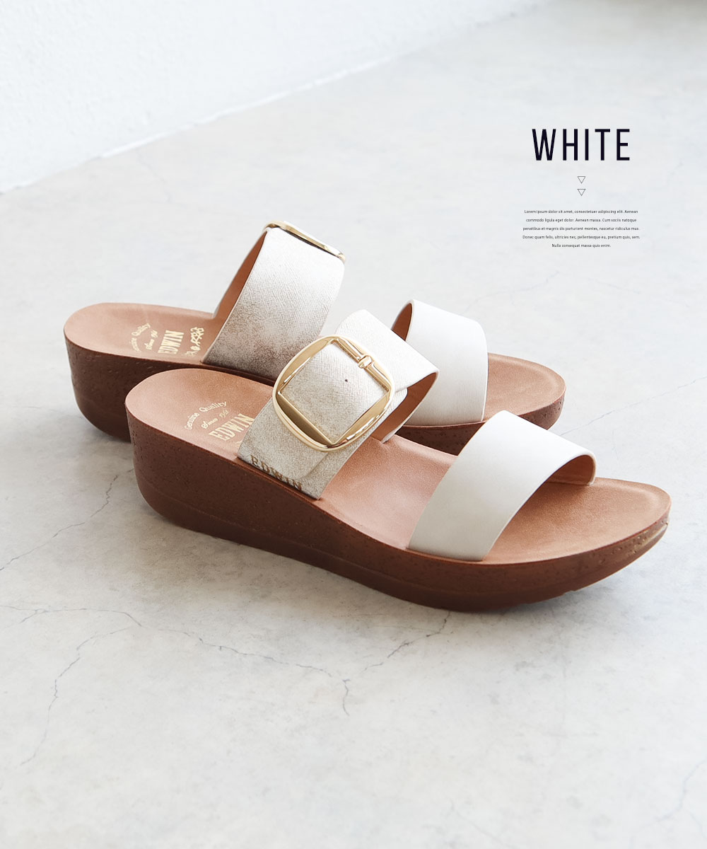 EDWIN エドウィン サンダル レディース コンフォート フットベッド アーチサポート ヒール5cm 厚底 ブラック ネイビー ホワイト 9501 : S-mart Yahoo! JAPAN ...