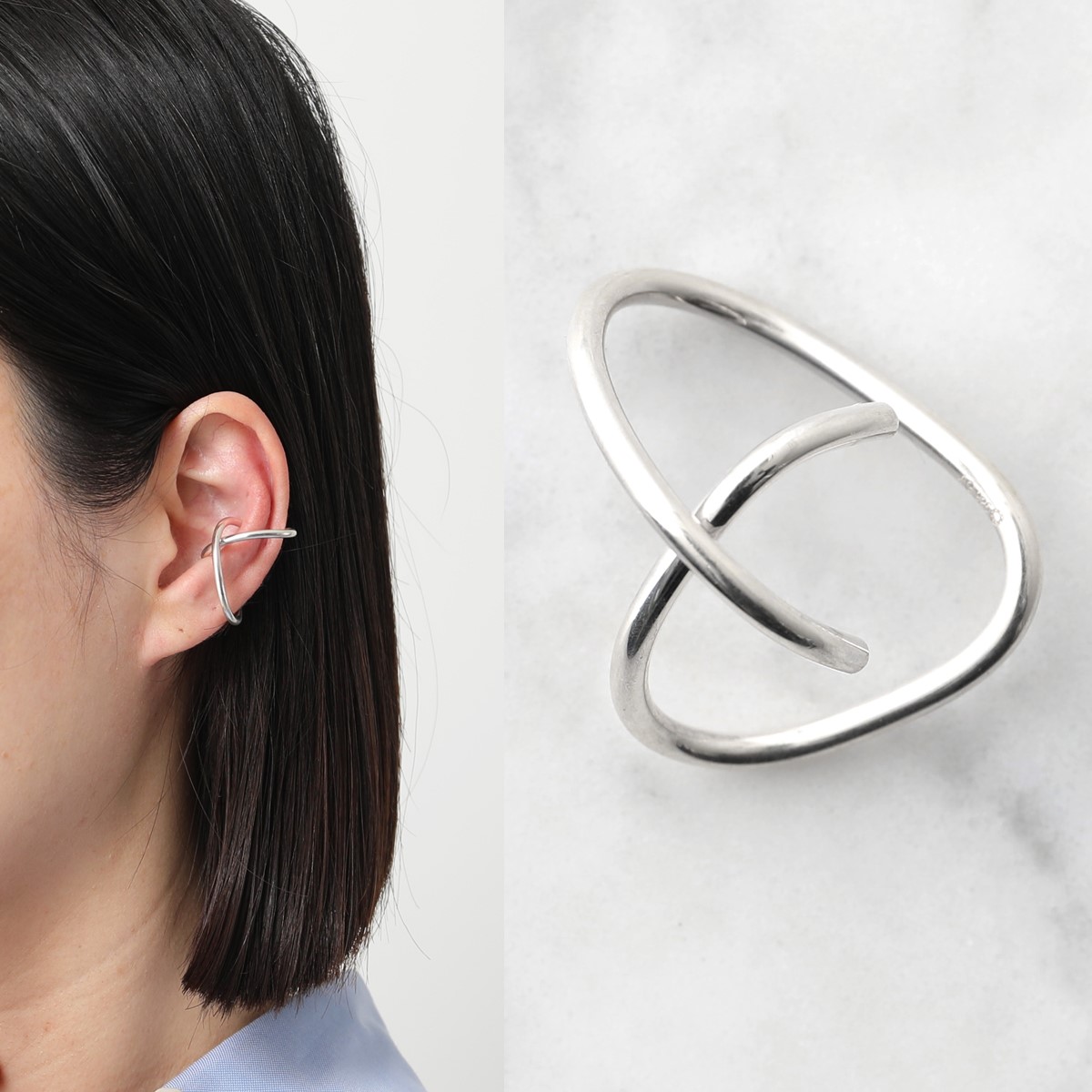 SASKIA DIEZ Saskia Diez サスキアディッツ イヤーカフ WIRE BOLD EARCUFF CROSS レディース イヤカフ シルバー925 ワイヤー クロス ...