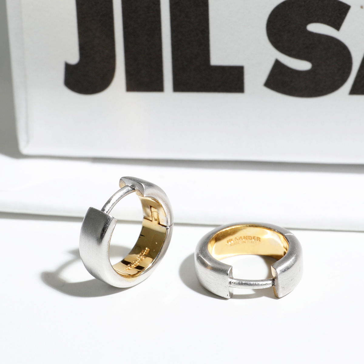 JIL SANDER（ジルサンダー） フープピアス EW2 EARRINGS 4 J12VG0219 P6959 レディース バイカラー ブラス アクセサリー 049/SILVER/GOLD ...