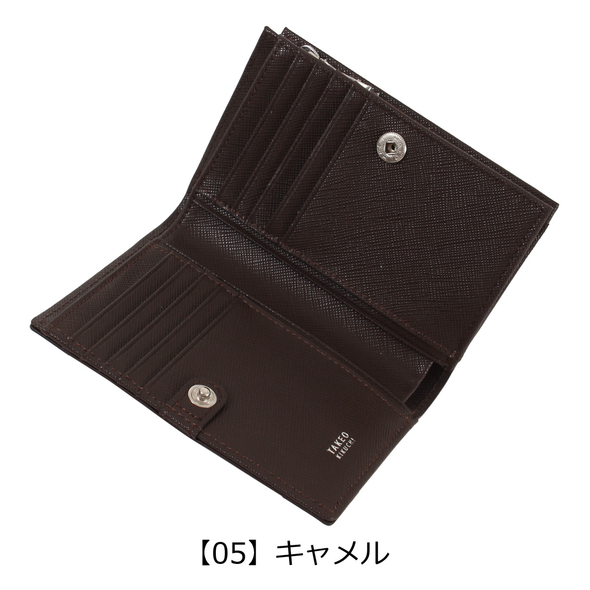 TAKEO KIKUCHI（タケオキクチ） 財布 二つ折り ミドル財布 本革 セミ長