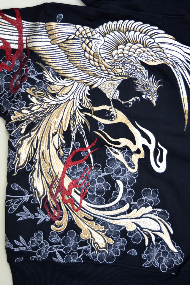 頂 双龍＆鳳凰の頂スウェット刺繍パーカー 絡繰魂 251007 和柄 和風 竜 ドラゴン 豪華 からくり 頂 双龍＆鳳凰の頂スウェット刺繍パーカー 絡繰魂 251007 和柄 和風 竜