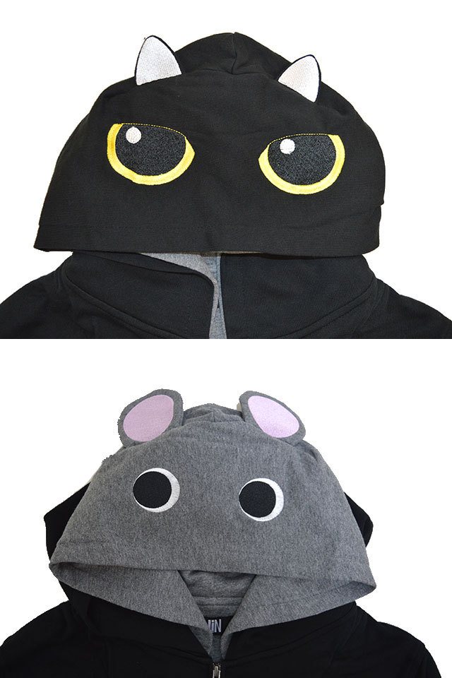 ラミ＆アールダブル変身可能フードジップパーカー LIN AL-75018 黒猫