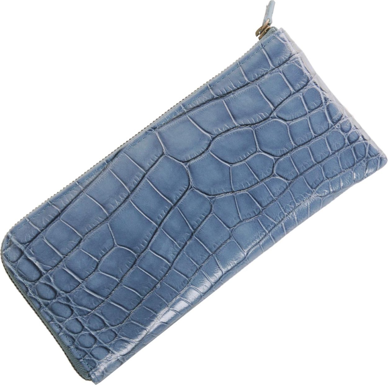クロコダイル 長財布 薄い L字ファスナー メンズ 薄型 軽量 スリム