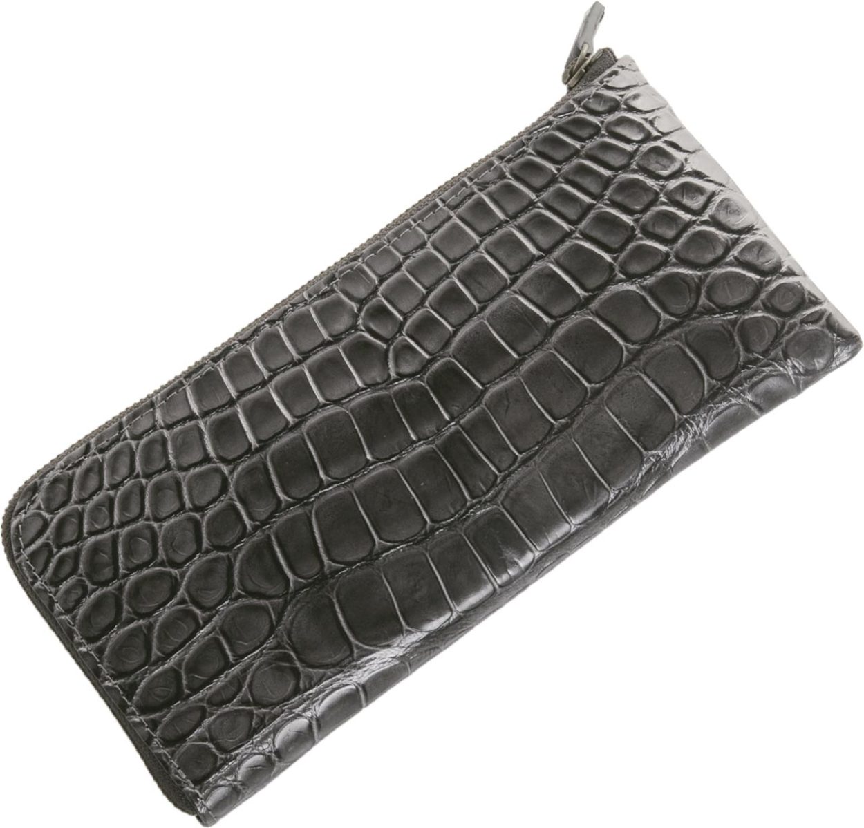 クロコダイル 長財布 薄い L字ファスナー メンズ 薄型 軽量 スリム