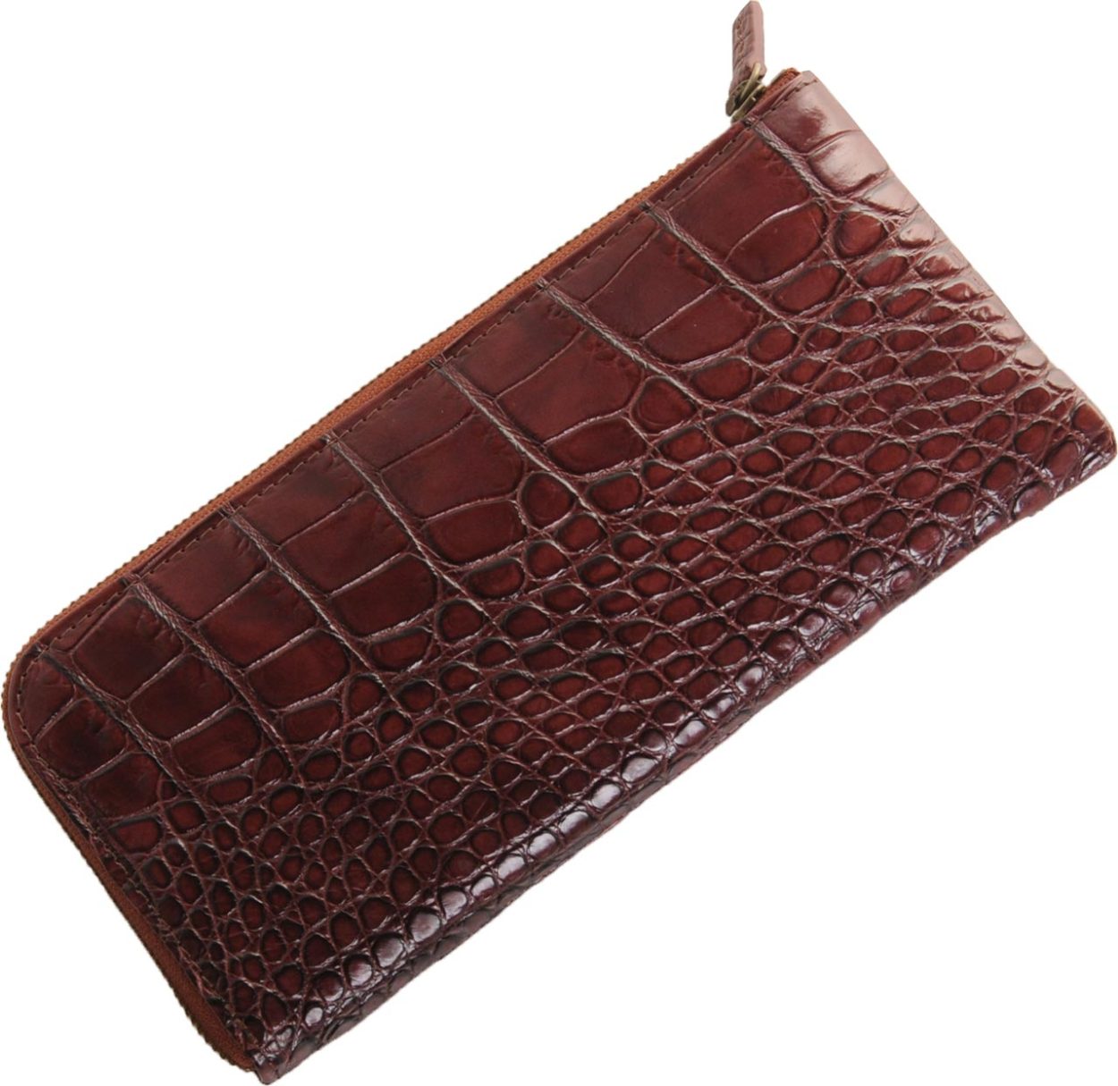 クロコダイル 長財布 薄い L字ファスナー メンズ 薄型 軽量 スリム