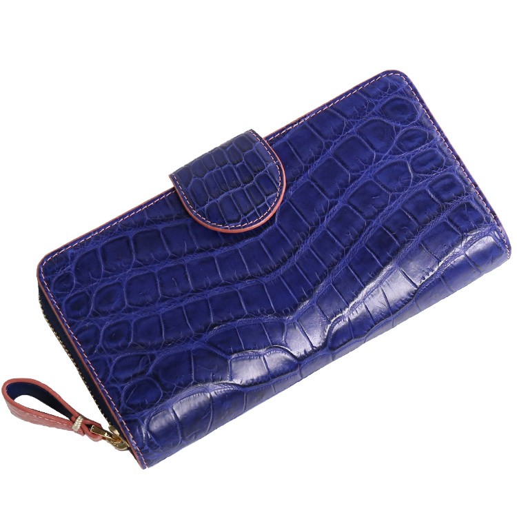 クロコダイル ラウンドファスナー 長財布 バイカラー マット加工