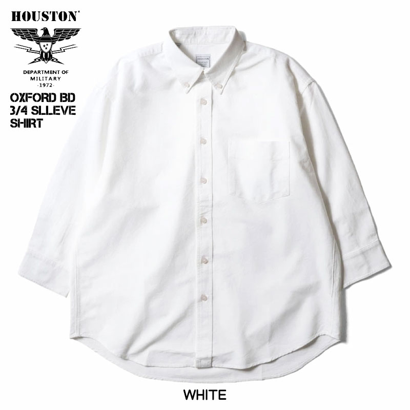 HOUSTON ヒューストン オックスフォード ボタンダウン 7分袖シャツ OXFORD BD 3/4 SLLEVE SHIRT メンズ ...