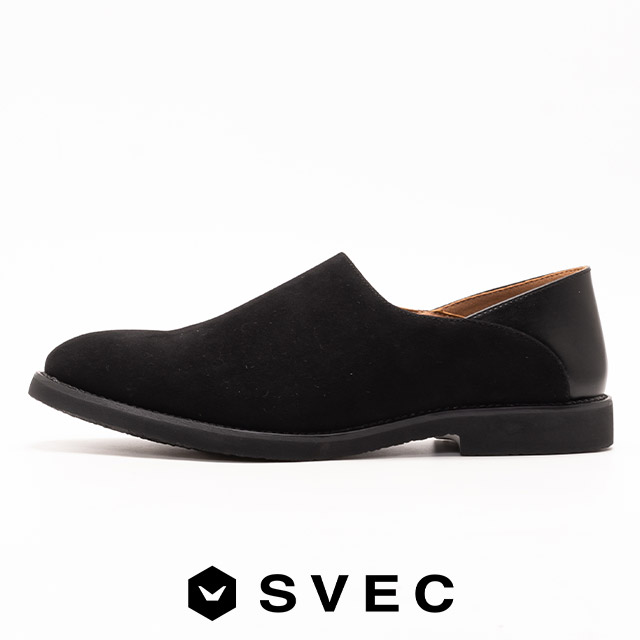 SVEC スリッポン スニーカー メンズ 黒 かかと踏める 安い 革 ビジネス ウォーキングシューズ 軽量 通勤 通学 カジュアル バブーシュ シンプル 歩きやすい : 靴のSVEC - 通販 ...
