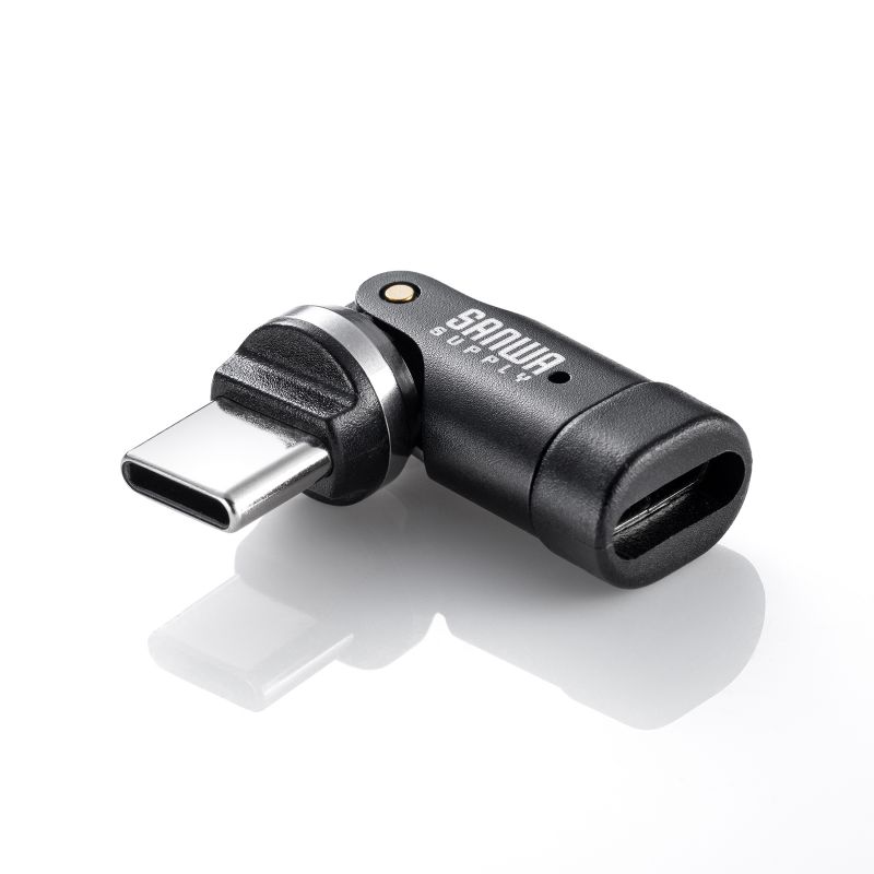 SANWA SUPPLY USB-C 540度 回転アダプタ PD240W L字 全方向対応 変換 コネクタ USB2.0 Type-C 通電LED ブラックAD-USB34CCFBK ...
