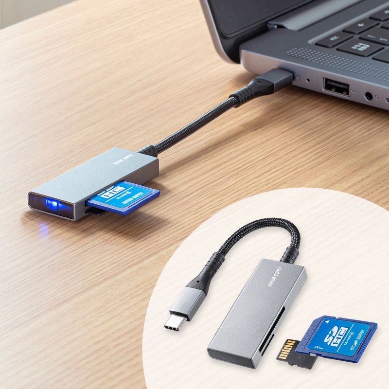 Type-C カードリーダー メッシュケーブル SDカード microSDカードADR-3TCMSD11S :ADR-3TCMSD11S:サンワダイレクト - 通販 - Yahoo!ショッピング