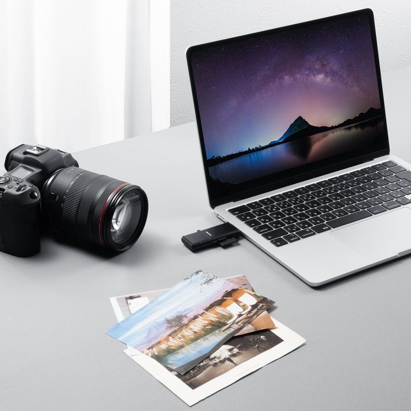 SANWA SUPPLY カードリーダー USB A & USB-C 接続 SD microSD カード UHS-II 対応 USB3.0 5Gbps 2-in-1 小型 軽量 高速 ブラック ...