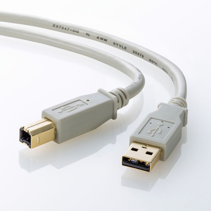 USBケーブル 4m プリンターケーブル USB2.0 A-Bコネクタ プリンター 金メッキ ライトグレー KU20-4HK2 :KU20-4HK2:サンワダイレクト - 通販 - Yahoo ...