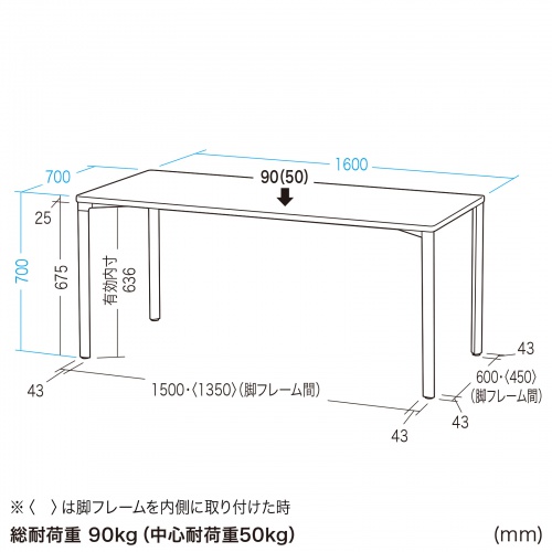 シンプルデスク ワークデスク 平机 高耐荷重 eテーブル 幅160cm 奥行70cm 高さ70cm 薄い木目 【受注生産品】MEF-16070LM : mef-16070lm : サンワ ...