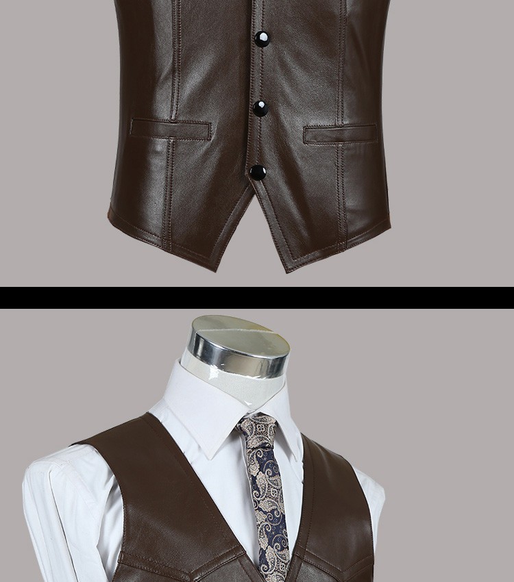 春夏秋冬 本革 ベスト メンズ レザーベスト ジレベスト 羊革 ベスト前