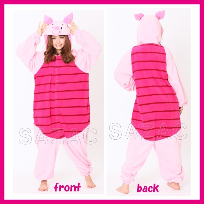 着ぐるみ ディズニー ピグレット 男女兼用 フリーサイズ 大人用 パジャマ フリース ルームウエア サロペット オールイン フード付き Disney（ディズニー） 着ぐるみ ピグレット 男女兼用 フリーサイズ