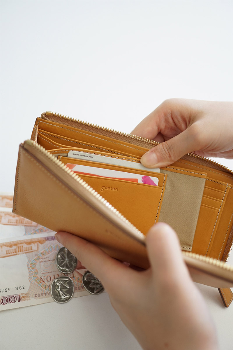 genten 【選べるノベルティ付】 ゲンテン CUOIO クオイオ 小銭入れ付き長財布（L字ファスナー式） 44670 : こだわりの ...