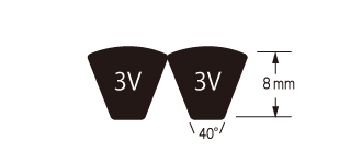 三ツ星ベルト ウェッジVベルト 2R-3V800 マルチウェッジベルト 3V-2列 2連 耐熱 耐油 2R-3V形 :163-391861 ...