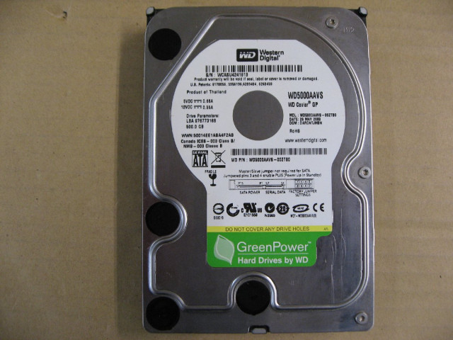 【ジャンク品、本体のみ】WESTERN DIGITAL WD5000AAVS [500GB SATA300] WD5000AAVS ...