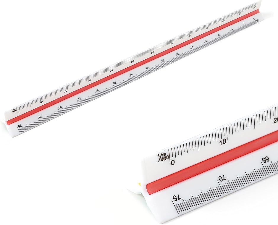 三角スケール 30cm 製図用品 縮尺定規 一般用 プラスチック製 特殊縮尺目盛 大規模 1:20 1:25( 三角スケール 30cm ...