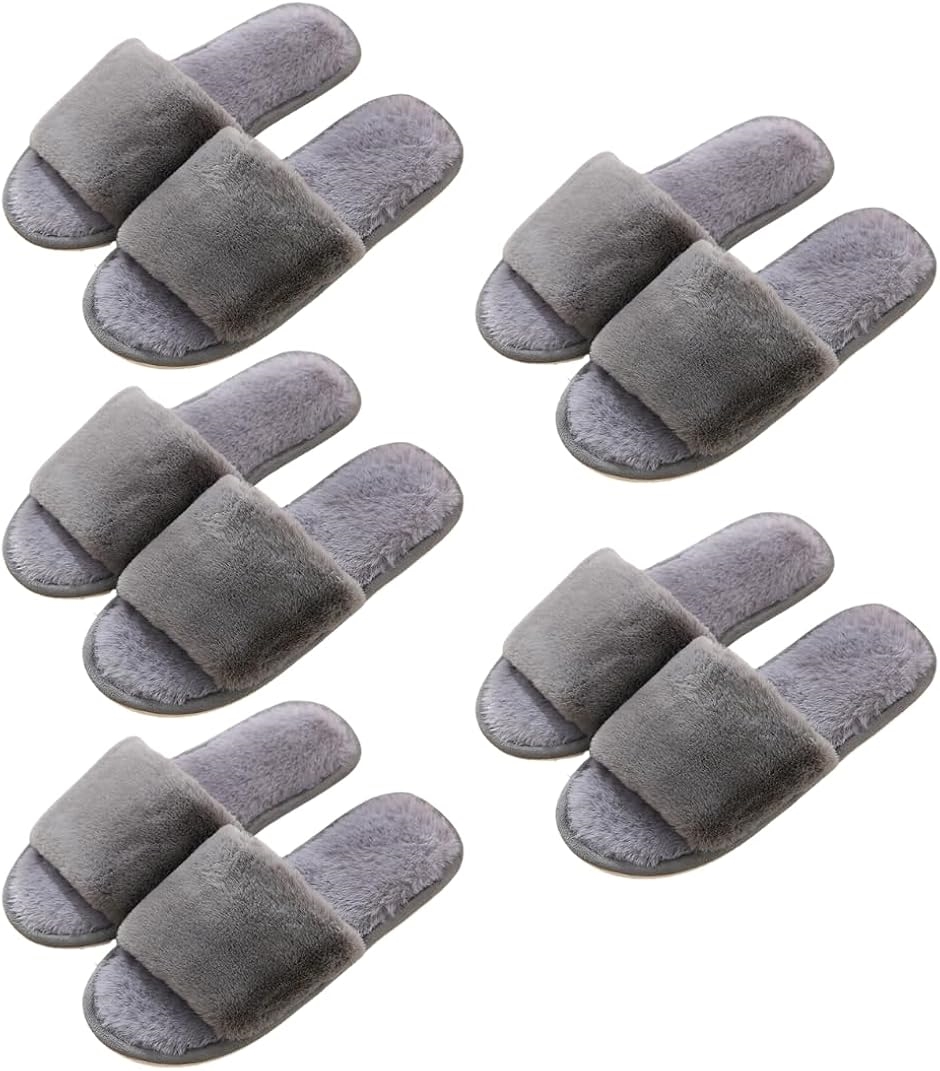 スリッパ ふわふわ 室内 使い捨てスリッパ 店舗 来客用 業務用 ホテル 5足( グレー, 26.0〜27.0 cm 3A ...