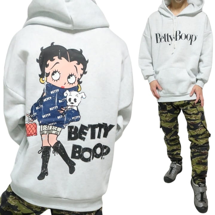 BETTY BOOP（ベティ ブープ） ベティーブープ パーカー お出かけ/ベティちゃん プルオーバー 裏起毛 厚手 オーバーサイズ メンズ ...