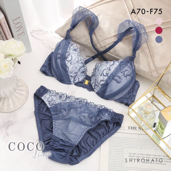 COCO Linge ココランジェ マルチブルーム ブラジャー ショーツ セット フロントホック 大きいサイズ : SHIROHATO(白鳩) - 通販 - Yahoo!ショッピング