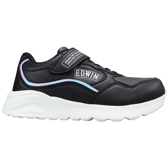 EDWIN 防水スニーカー エドウィン EDW3675 ホワイト ブラック 19cm〜23cm キッズ ジュニア 女の子 シューズ 紐なし靴 通学靴 子供靴 運動靴 防水シューズ 防水靴 ...