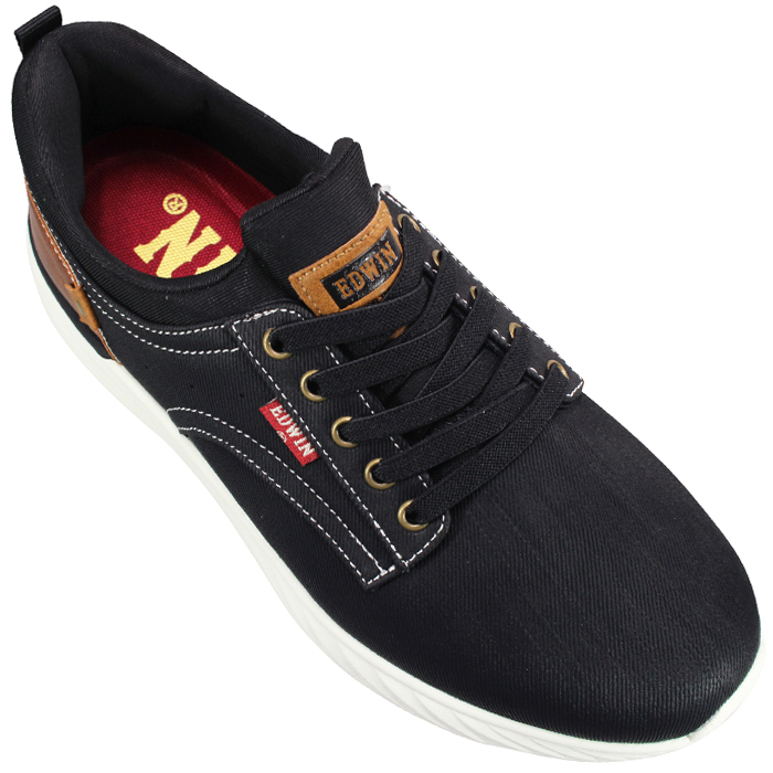 EDWIN スリッポンスニーカー エドウィン EDW7647 ブラック ブラウン 25cm〜27cm メンズ スニーカー カジュアルシューズ 履きやすい靴 ゴム紐靴 軽量 ワイド : 靴 ...