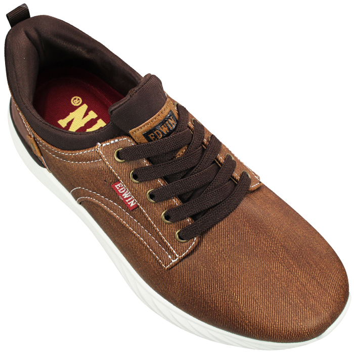 EDWIN スリッポンスニーカー エドウィン EDW7647 ブラック ブラウン 25cm〜27cm メンズ スニーカー カジュアルシューズ 履きやすい靴 ゴム紐靴 軽量 ワイド : 靴 ...