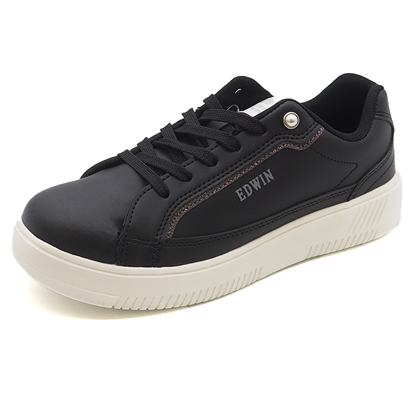 EDWIN エドウィン スニーカー レディース 靴 黒 ブラック 白 ホワイト 軽量 軽い ラメ パール シンプル おしゃれ かわいい 通学 EDW-4197 : シューズベース Yahoo ...