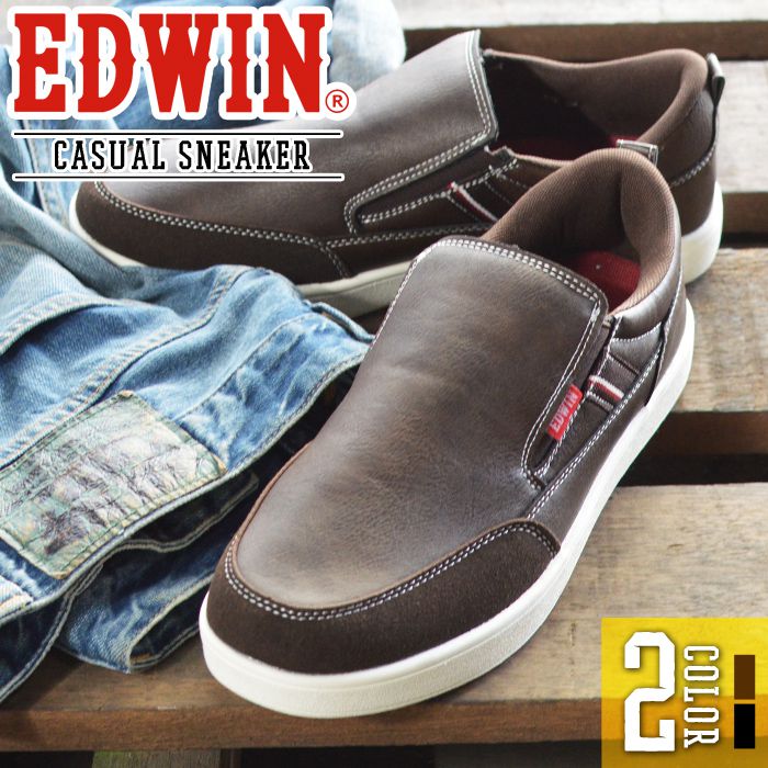 EDWIN（エドウィン） スリッポン メンズ スニーカー 軽量 カジュアルシューズ ローカット サイドゴア カップインソール 防滑 メンズシューズ 紳士靴 靴 : ShoeSquare シュー ...