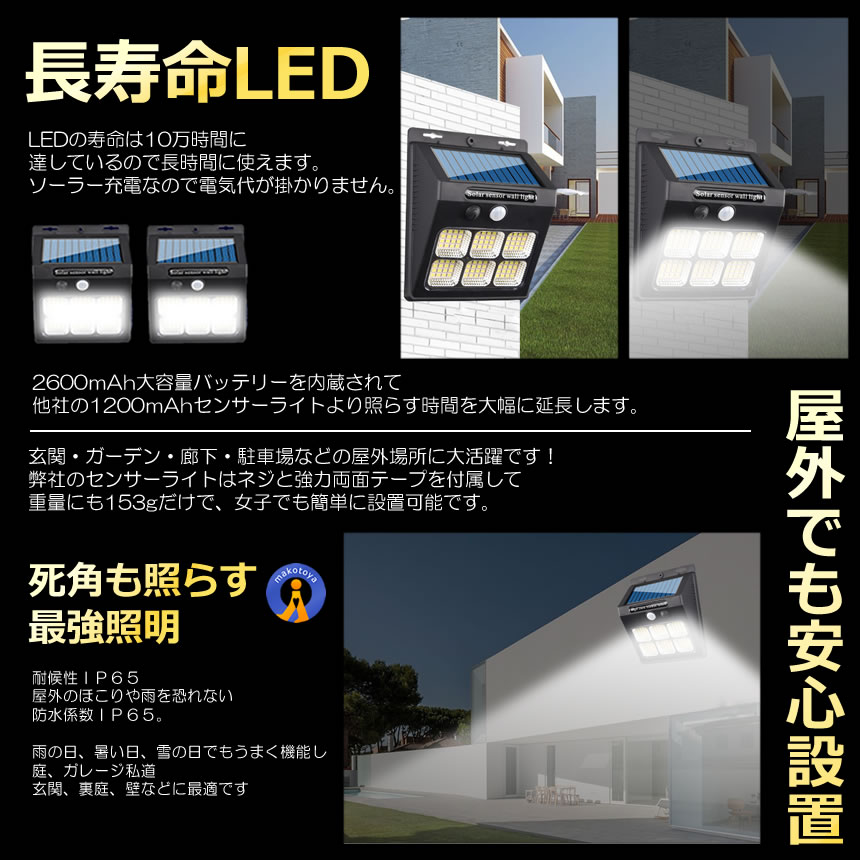 96LEDソーラーライト 2個セット ガーデンライト 防犯 庭 人感 光センサー 防水 屋外 照明 玄関 2-SEITENH :s-kk2302-32a:SHOP EAST - 通販 ...