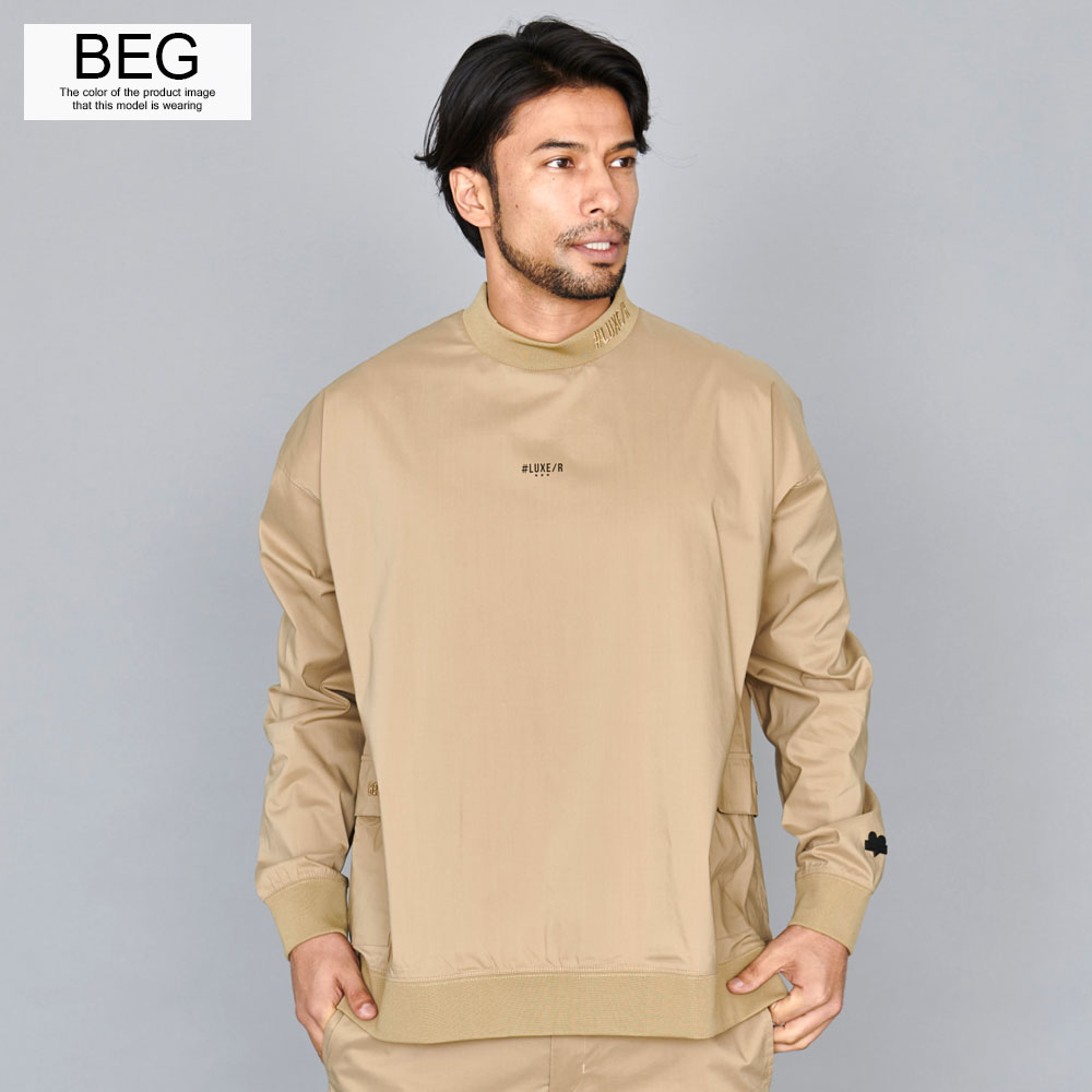 LUXE/R（ラグジュ） トレーナー メンズ ブランド 長袖 スウェット モックネック ハイネック ナイロン 伸縮性 ゴルフ M L XL LL トップス : SILVER BULLET ...