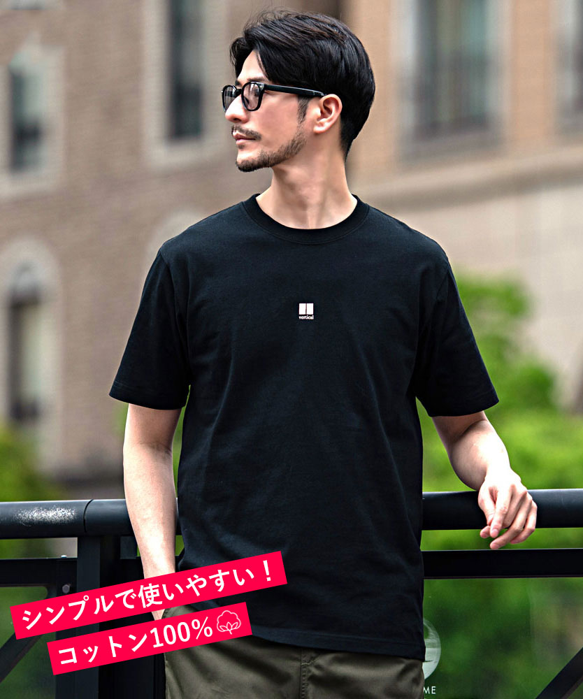 CavariA Tシャツ メンズ 半袖 ブランド おしゃれ 綿 白 黒 ロゴ ワンポイント プリント インナー ストレッチ 春 夏 (郵 ...
