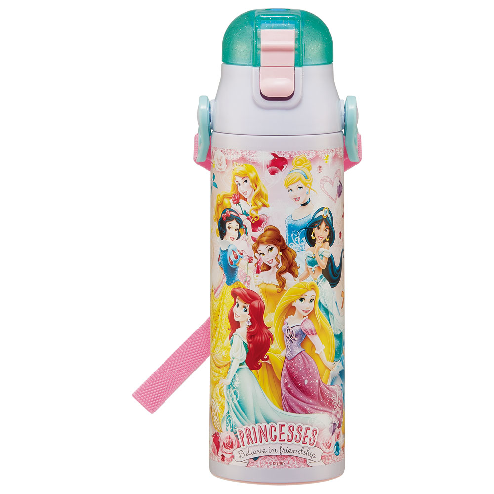 Disney 水筒 キッズ 直飲み ワンタッチ ステンレス 保冷 軽い 580ml キャラクター 子供 skater スケーター SKDC6 ディズニー プリンセス 24年 女の子 女子 ...