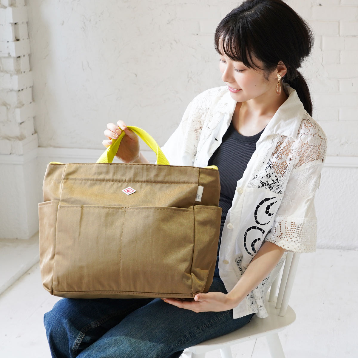 ROOTOTE トートバッグ レディース 大きめ 13インチ a4 ナイロン ルートート 通勤 通学 マザーズバッグ ママバッグ 韓国 ルーポケット ポケット 自立 大人 2way : スロウ ...