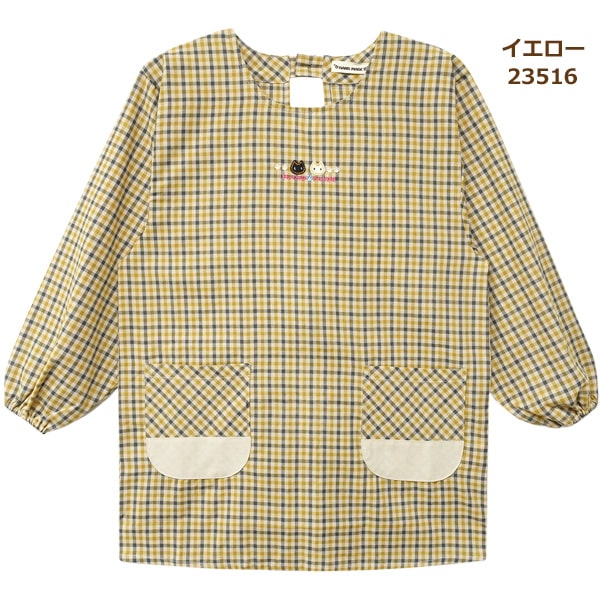 割烹着 エプロン 後ろボタン&ひも留め レディース M〜L 23511 ピンク ネイビー グレー 23516 イエロー レッド グリーン k0940 スマイルママ :z04795-k0940 ...