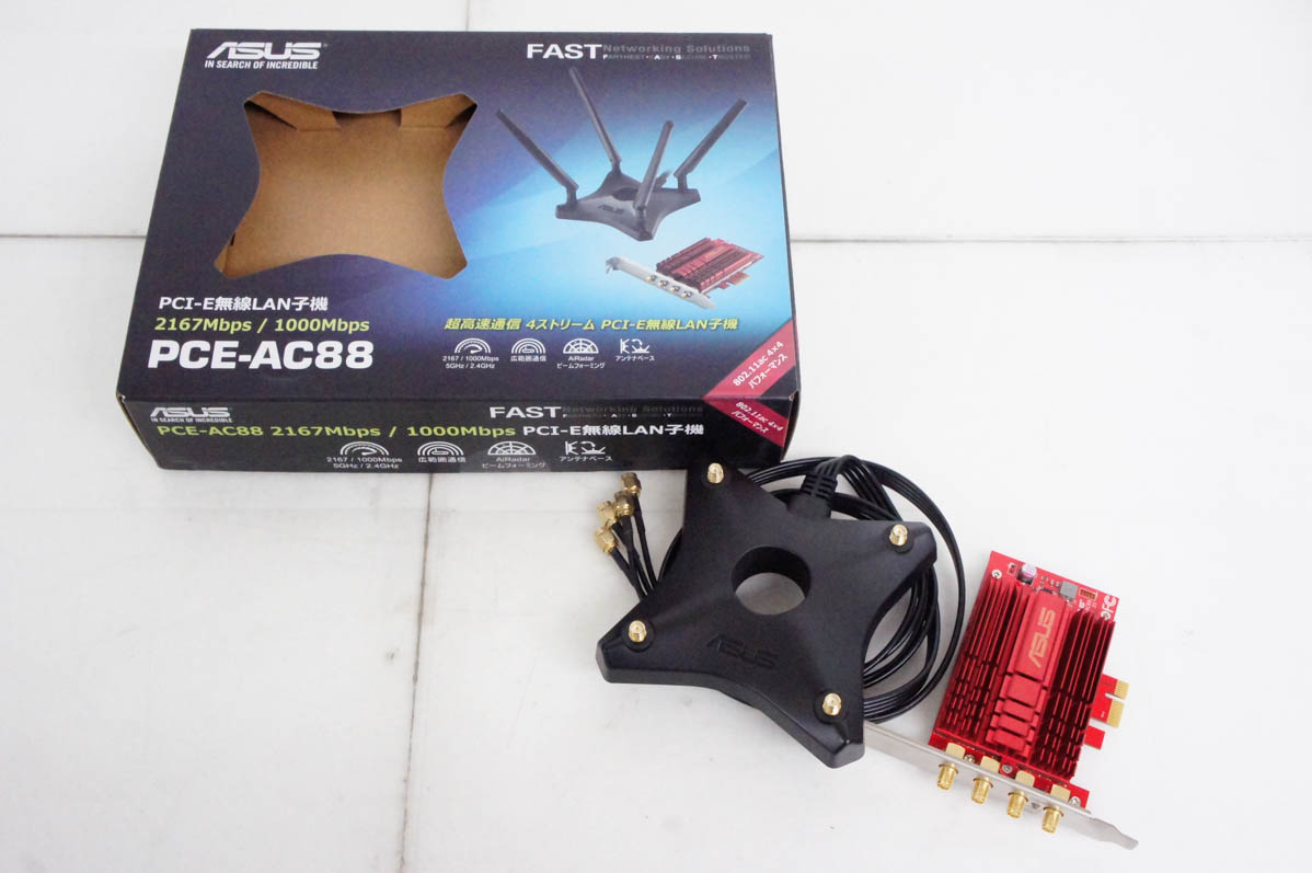 中古 ASUSエイスース 無線LAN拡張カード PCE-AC88 11a/b/g/n/ac対応 : エスネットショップ ヤフー店 - 通販 ...