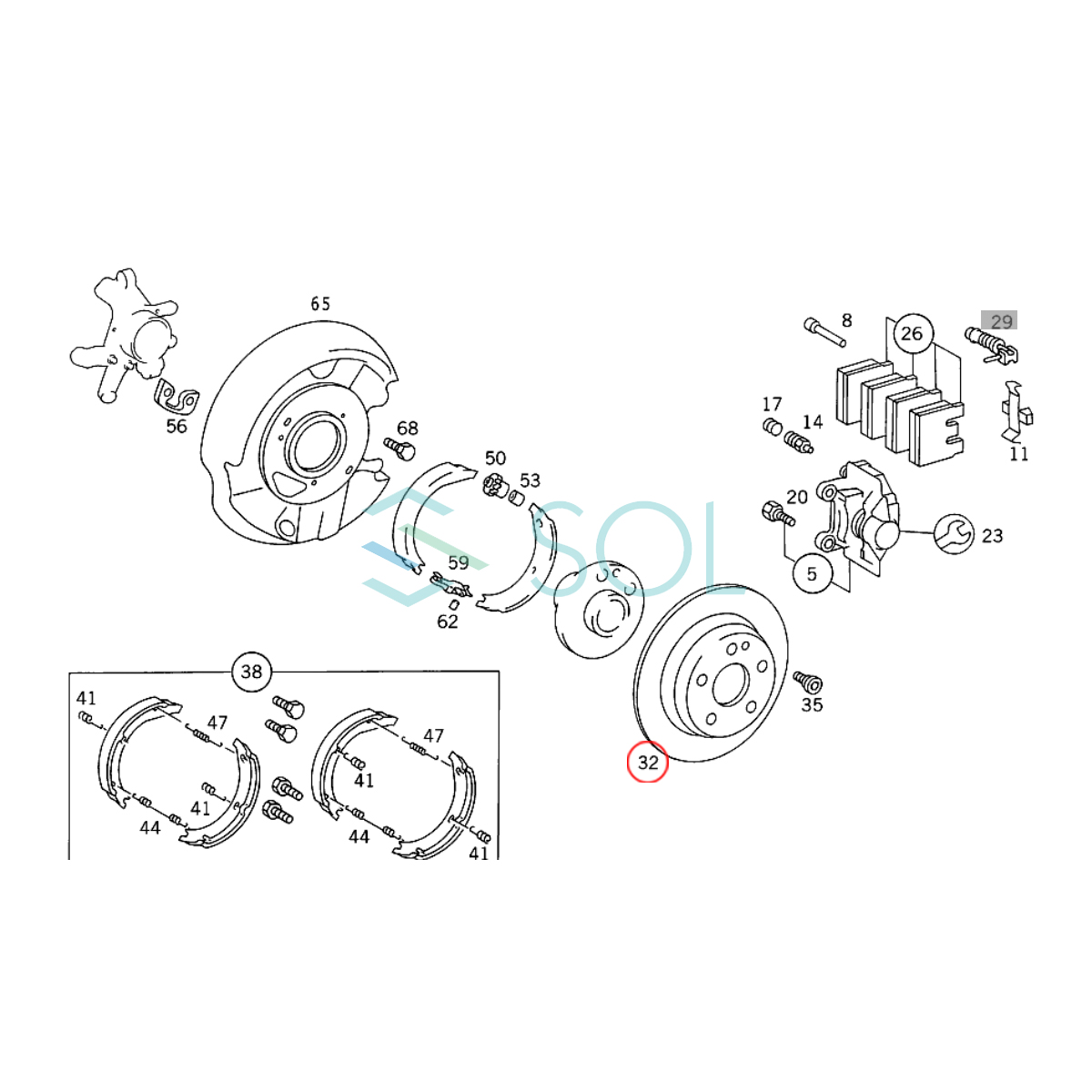Mercedes-Benz HAPAD ベンツ Eクラス W124 E220 230E 260E E280 E300 リア ブレーキローター ディスクブレーキ 左右セット 2024230012 ...