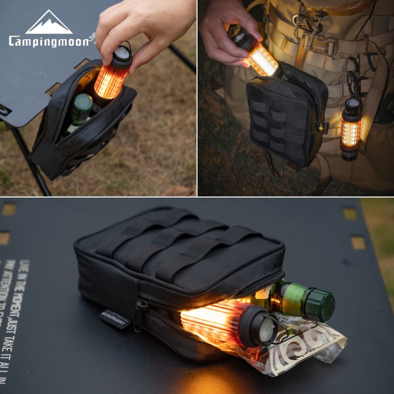 CAMPINGMOON キャンピングムーン (CAMPING MOON) キャンプ テーブル チェア コット フィールドラック 用 サイドストレージ サイドポケット 黒ギア BK-15 自転車 ...