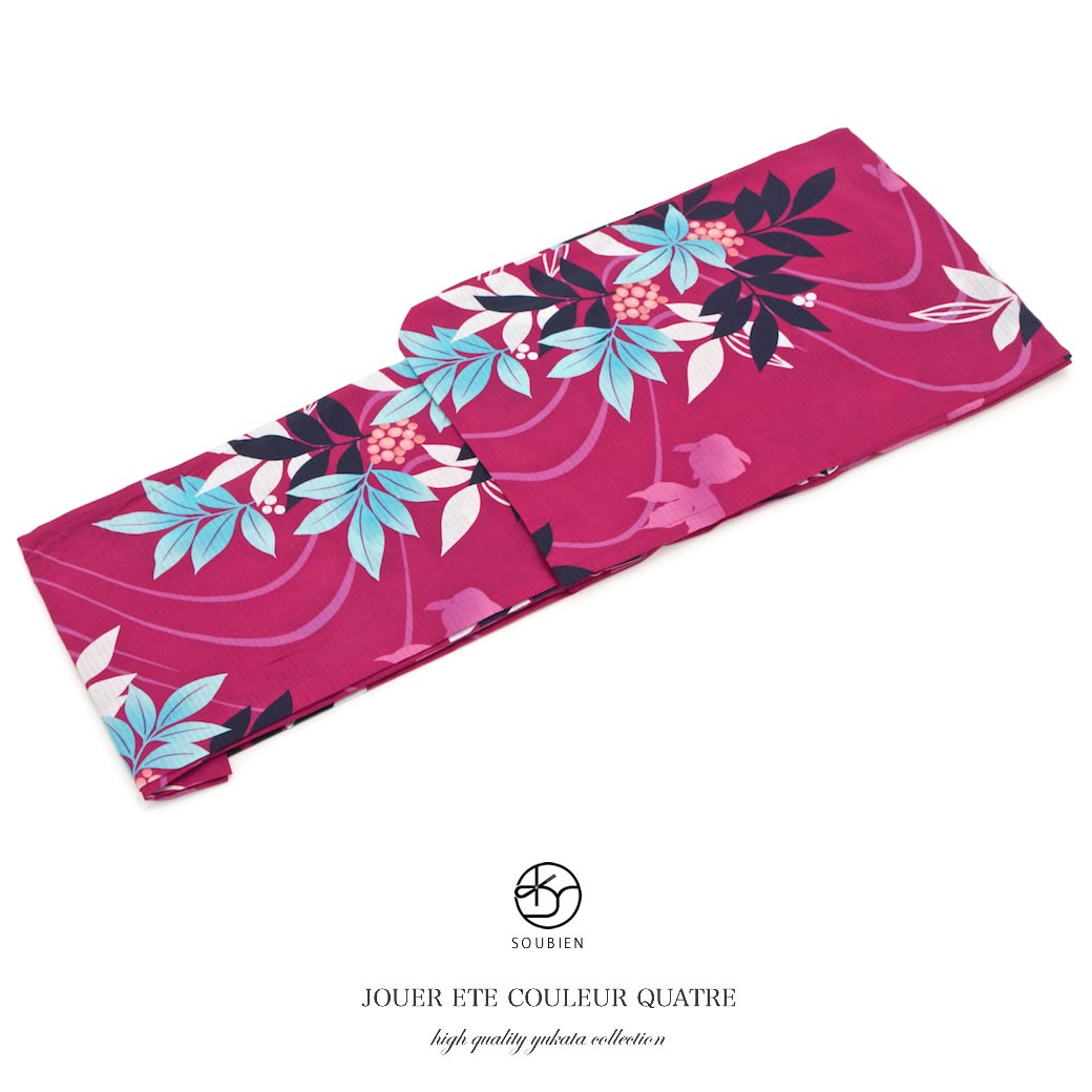 浴衣 レディース bonheur saisons ボヌールセゾン 赤紫 ピンク パープル 金魚 南天 綿 紅梅 夏祭り 花火大会 女性用 仕立て上がり 【フリーサイズ】 bonheur saisons（ボヌールセゾン） 浴衣 レディース 単品 赤紫 ピンク