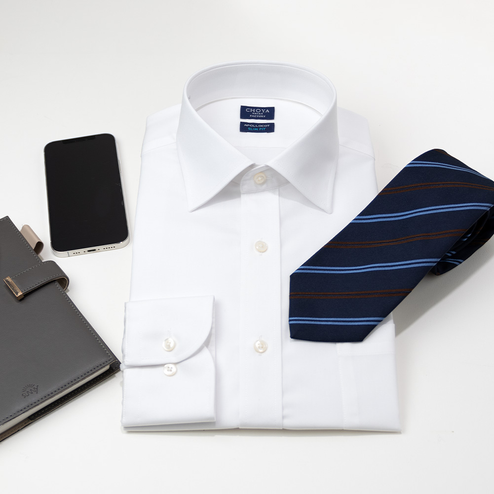 CHOYA SHIRT FACTORY スリムフィット アポロコット 長袖 ワイシャツ