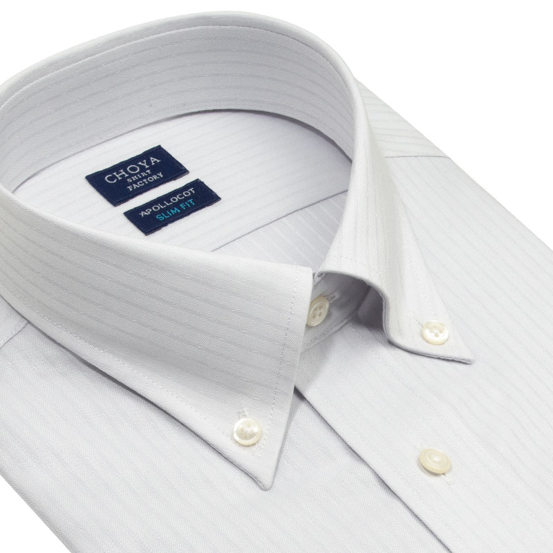 日清紡アポロコット スリムフィット 長袖 ワイシャツ スリムフィット メンズ 形態安定加工 グレー 【CFD978-280】 CHOYA SHIRT FACTORY 日清紡アポロコット スリムフィット 長袖