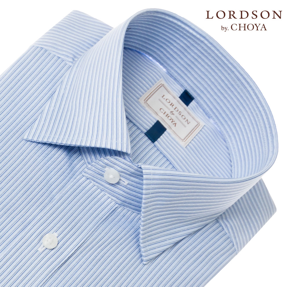 LORDSON by CHOYA 長袖 ワイシャツ メンズ 形態安定加工 ブルー