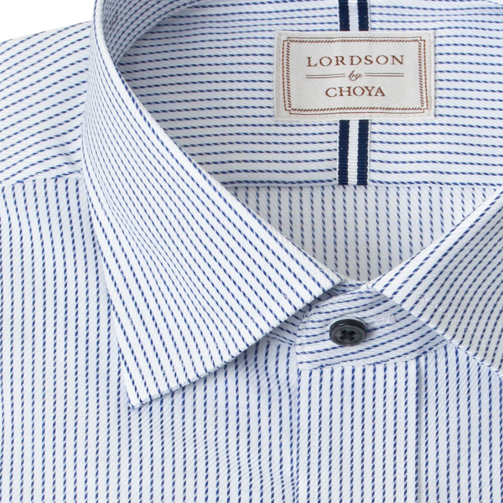 LORDSON by CHOYA 長袖 ワイシャツ メンズ 形態安定加工 紺 ネイビー ストライプ 【COD850-455】 LORDSON by CHOYA 長袖 ワイシャツ メンズ 形態安定加工 紺 ネイビー