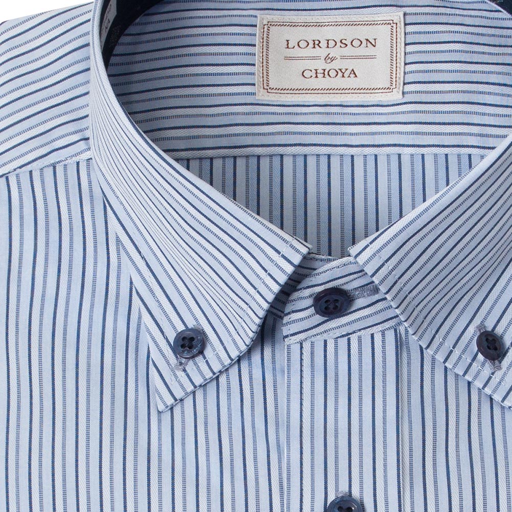 LORDSON by CHOYA 長袖 ワイシャツ メンズ 形態安定加工 ブルー 青 ストライプ ボ【COD853-450】 LORDSON by CHOYA 長袖 ワイシャツ メンズ 形態安定加工 ブルー 青