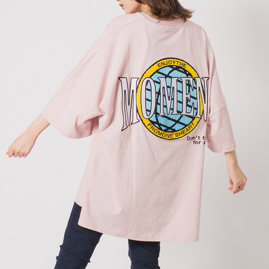 RE730 MOMENTサガラ刺繍モンスターシルエットTシャツ メンズ RE730 MOMENTサガラ刺繍モンスターシルエットTシャツ メンズ